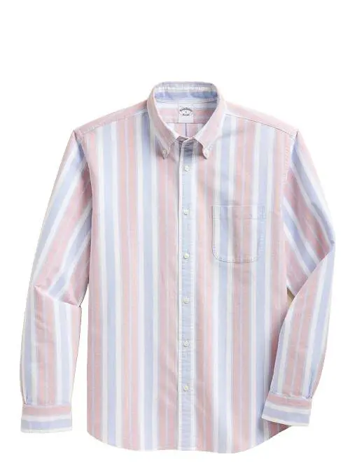 Brooks Brothers Friday Shirt, Oxford Bold Stripe - Red