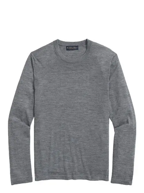 Brooks Brothers Lightweight Luxe All-season Merino Wool Crewneck Sweater - Grey