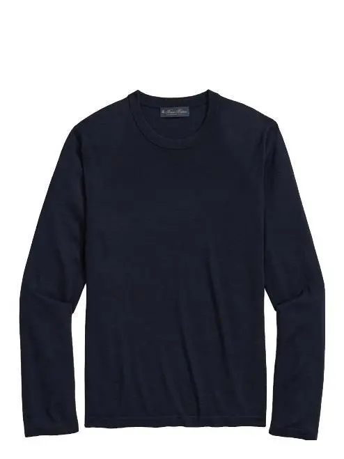 Brooks Brothers Lightweight Luxe All-season Merino Wool Crewneck Sweater - Navy