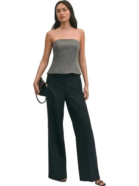Brooks Brothers Wool-blend Herringbone Bustier - Black