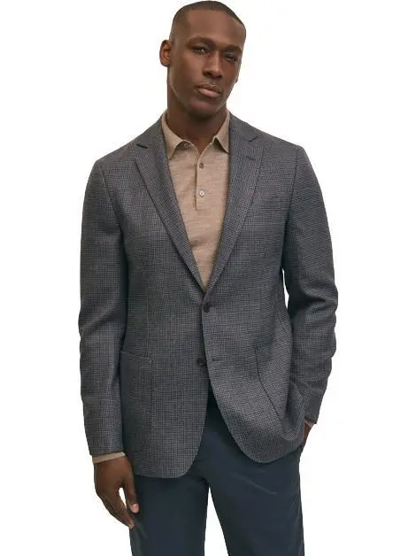 Brooks Brothers Wool Hopsack Gingham Sport Coat - Navy