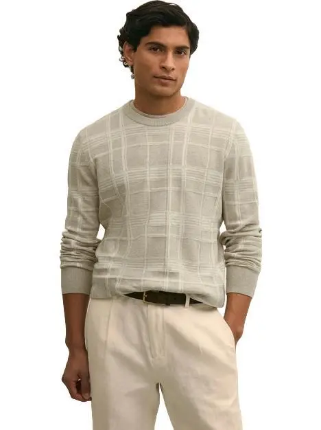 Brooks Brothers Supima Cotton Jacquard Plaid Sweater - Beige