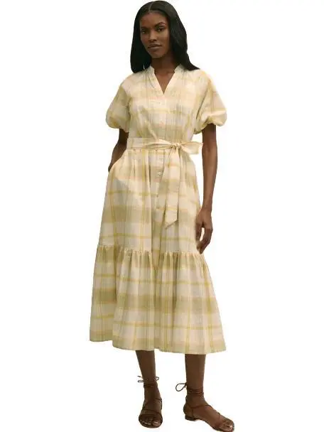 Brooks Brothers Cotton Madras Plaid Maxi Shirt Dress - Multicolor