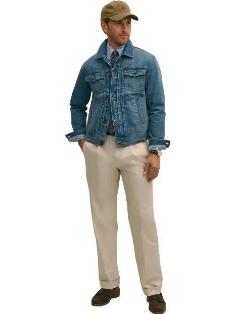 Brooks Brothers Pleated Traditional Fit Cotton Advantage Chino Pants - Stone