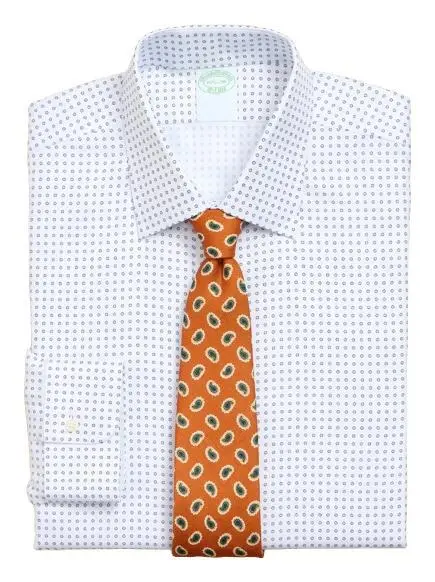 Brooks Brothers Explorer Collection Non-iron Twill Ainsley Collar, Geo Dot Dress Shirt - Multicolor