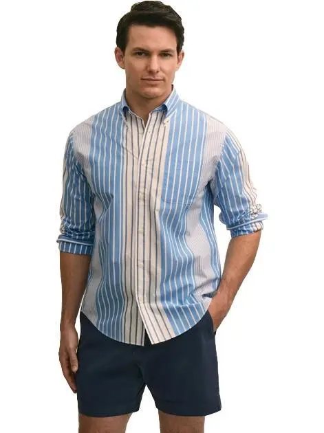 Brooks Brothers Friday Shirt, Poplin Fun Stripe - Blue