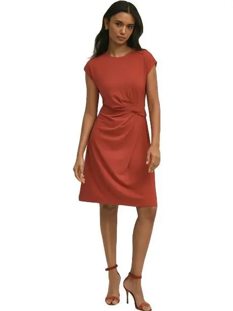 Brooks Brothers Jersey Cap-sleeve Twisted-detail Dress - Red