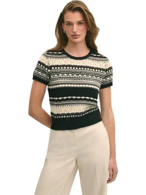 Brooks Brothers Merino Wool Pointelle Sweater Shell - Black