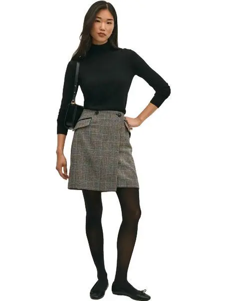 Brooks Brothers Wool Multi-check Wrap Mini Skirt - Multicolor