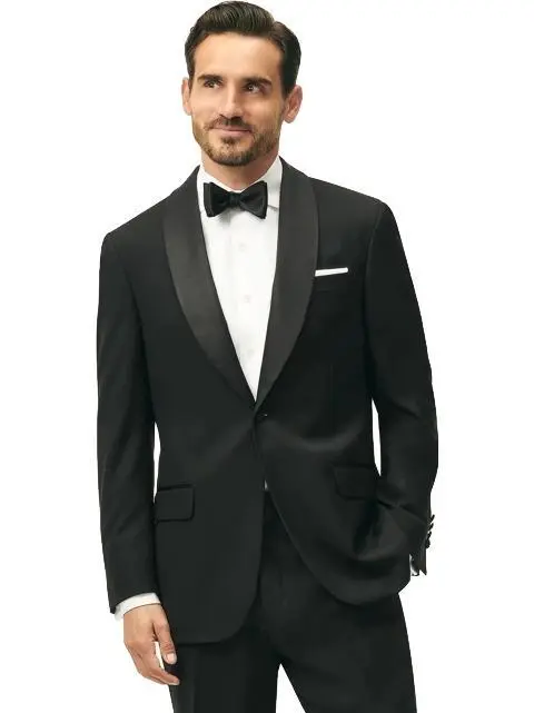 Brooks Brothers Traditional Fit Wool 1818 Shawl Collar Tuxedo - Black