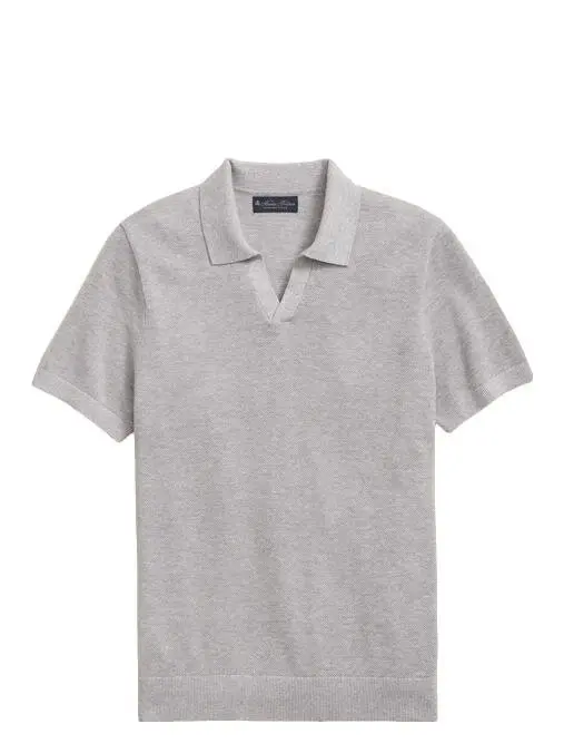 Brooks Brothers Supima Cotton Johnny Collar Sweater Shirt - Grey