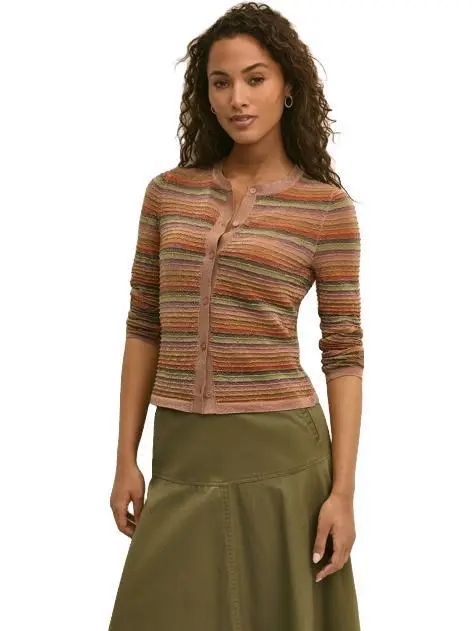 Brooks Brothers Ombre Stripe Shimmer Cardigan Sweater - Multicolor