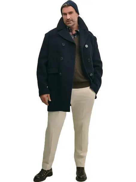 Brooks Brothers Classic Wool Pea Coat - Navy
