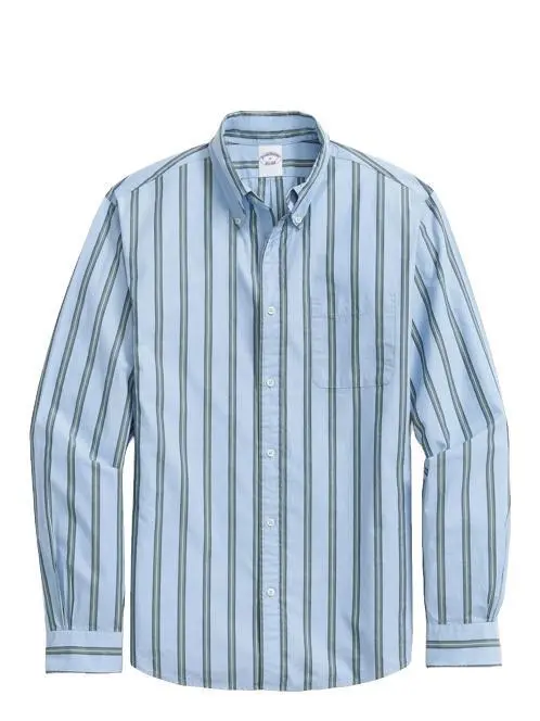 Brooks Brothers Friday Shirt, Poplin Striped - Light Blue