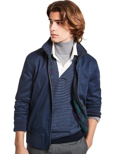 Brooks Brothers Cotton Bomber Jacket - Navy