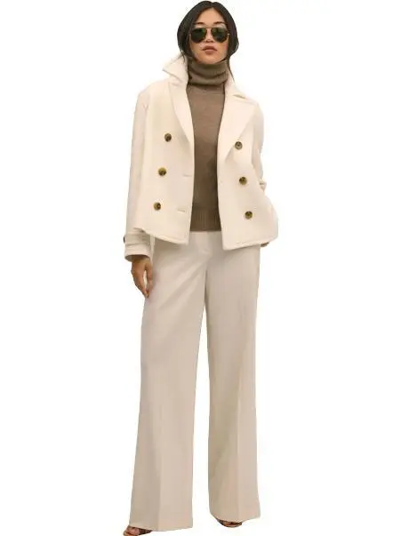 Brooks Brothers Wool Double-faced Cropped Peacoat - Marshmallow