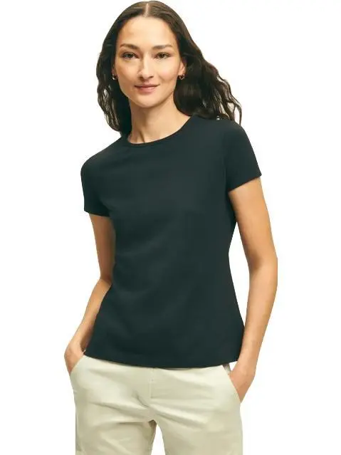 Brooks Brothers Elevated Cotton Modal Pique T-shirt - Black