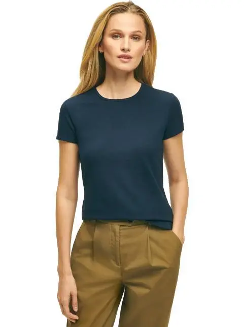 Brooks Brothers Elevated Cotton Modal Pique T-shirt - Navy