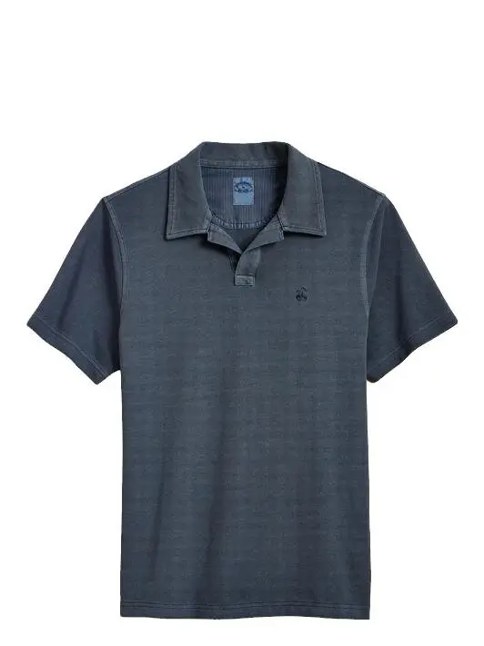 Brooks Brothers Cotton Pique Gart-dyed Johnny Collar Polo Shirt - Dark Blue