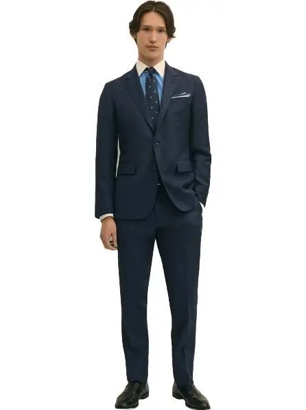 Brooks Brothers Slim Fit Wool Pinstripe 1818 Suit - Navy