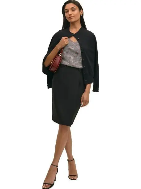 Brooks Brothers Wool Blend Wrap Skirt - Black