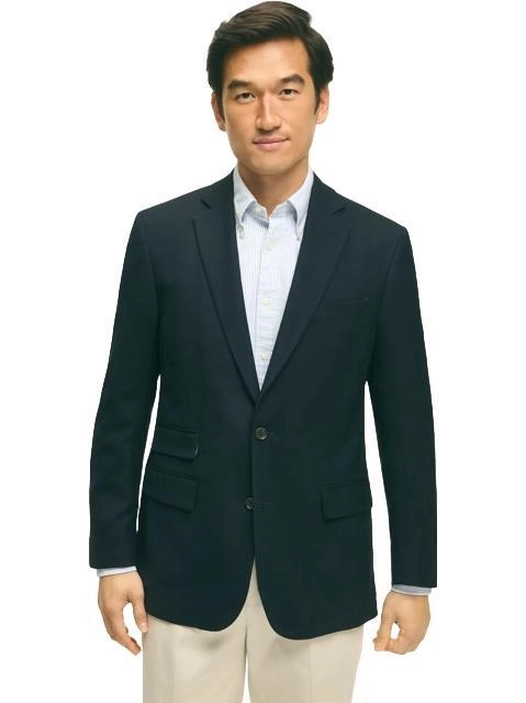 Brooks Brothers Classic Fit Stretch Wool Hopsack Blazer - Navy