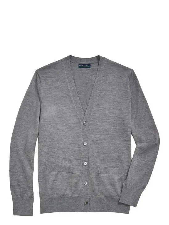 Brooks Brothers Ultimate Merino Wool Cardigan Sweater - Grey