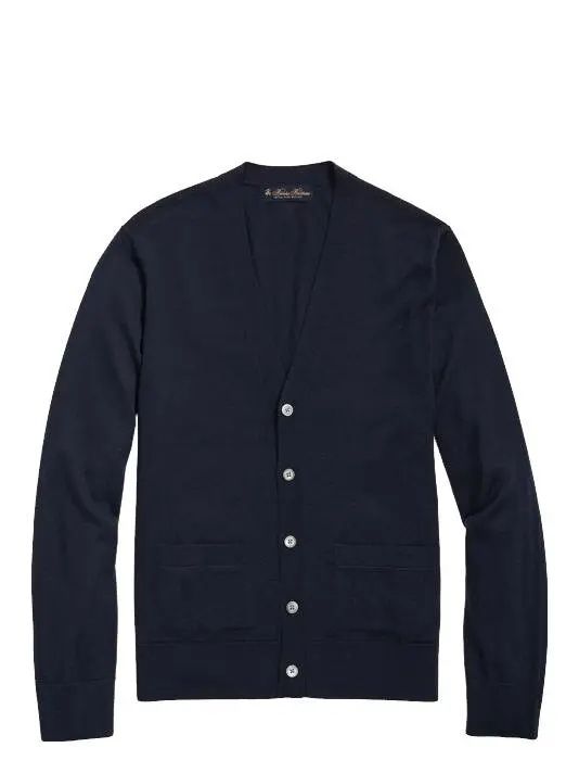 Brooks Brothers Ultimate Merino Wool Cardigan Sweater - Navy