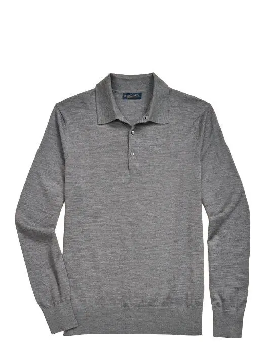 Brooks Brothers Ultimate Merino Wool Polo Sweater - Grey