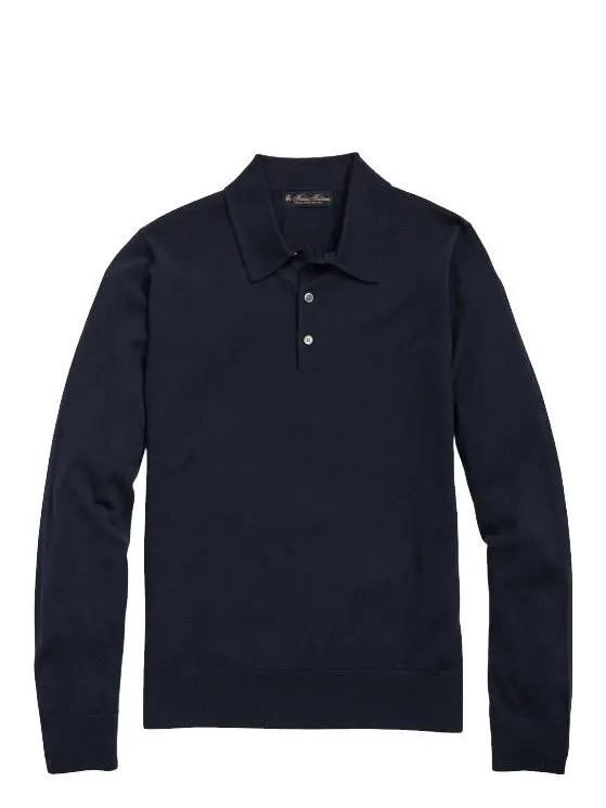 Brooks Brothers Ultimate Merino Wool Polo Sweater - Navy