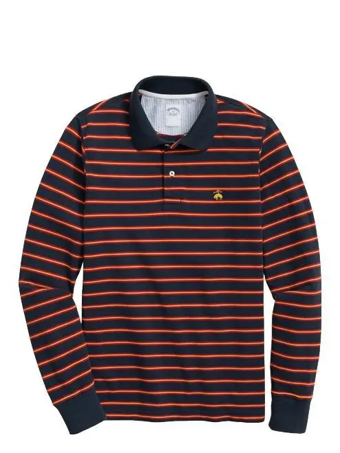 Brooks Brothers Golden Fleece Stretch Supima Long-sleeve Striped Polo Shirt - Navy