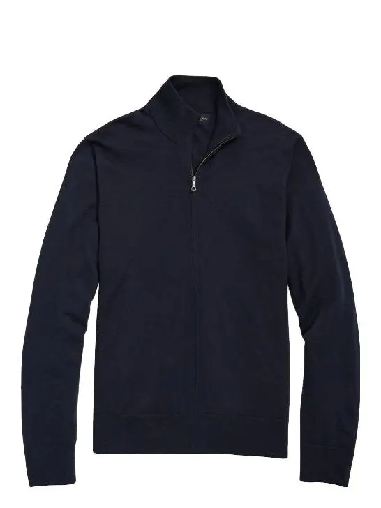 Brooks Brothers Ultimate Merino Wool Full Zip Sweater - Navy