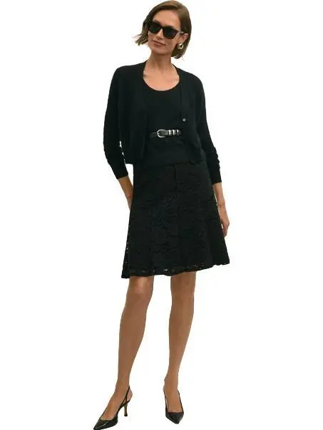 Brooks Brothers Cotton-viscose Blend Lace Fluted Skirt - Black