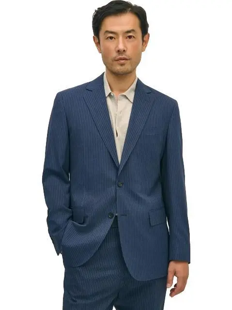 Brooks Brothers Explorer Collection Slim Fit Wool Pinstripe Suit Jacket - Navy