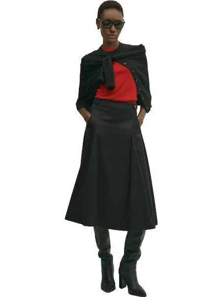 Brooks Brothers Cotton Twill A-line Skirt - Black