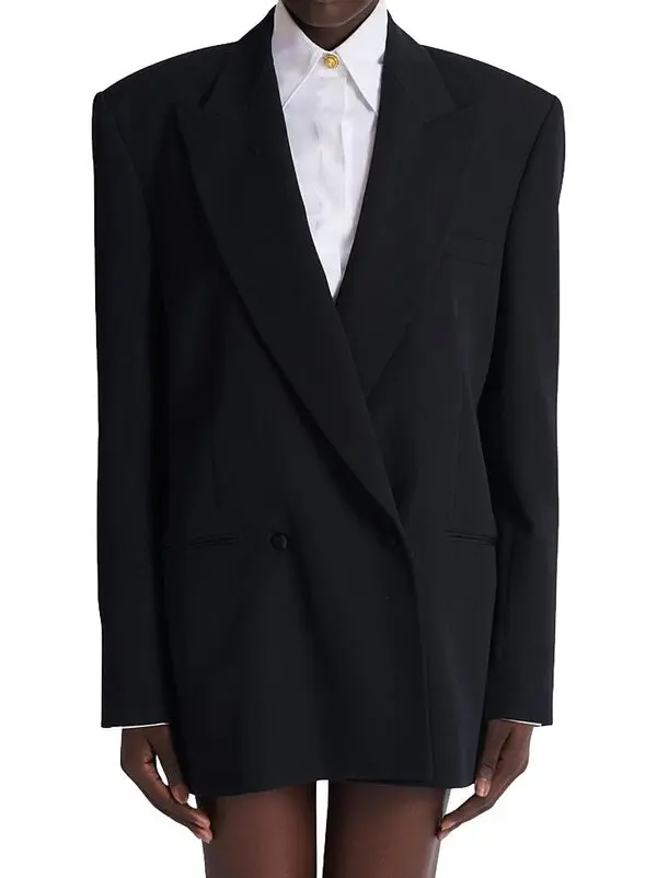 Balmain Oversized Grain De Poudre Blazer - Black