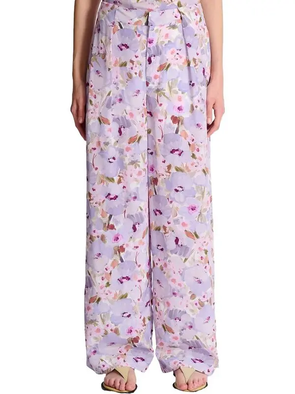 Balmain Printed Poppy Flower Wide Leg Trousers - Multicolor