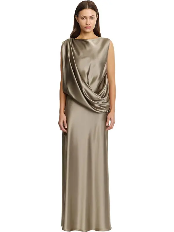 Acler Sculptural Fluidity Maxi Dress - Walnut