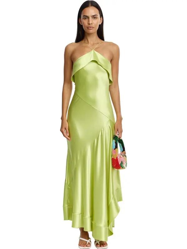 Acler Marara Maxi Dress In Satin - Honeydew