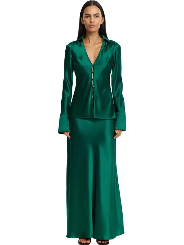 Acler Brosa Maxi Skirt - Deep Emerald