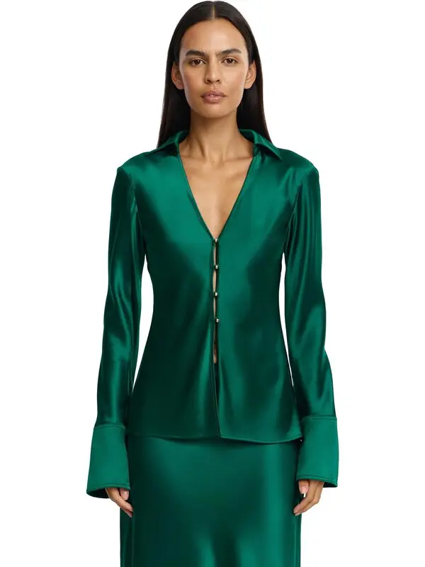 Acler Spunhill Shirt - Deep Emerald