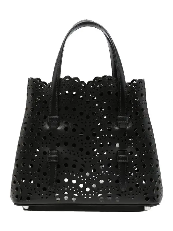 Alaïa Mina 20 Leather Handbag With Perforated Design - Black
