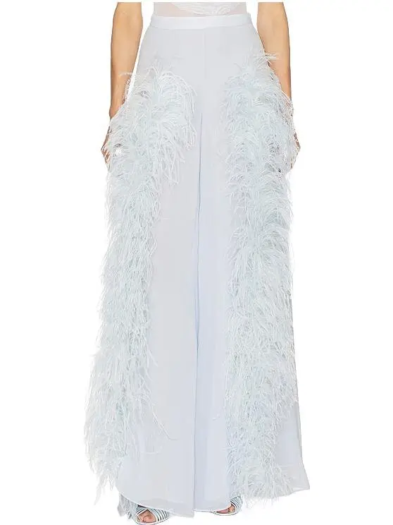 Lapointe Wide Leg Pants With Feather Detailing - Cloud