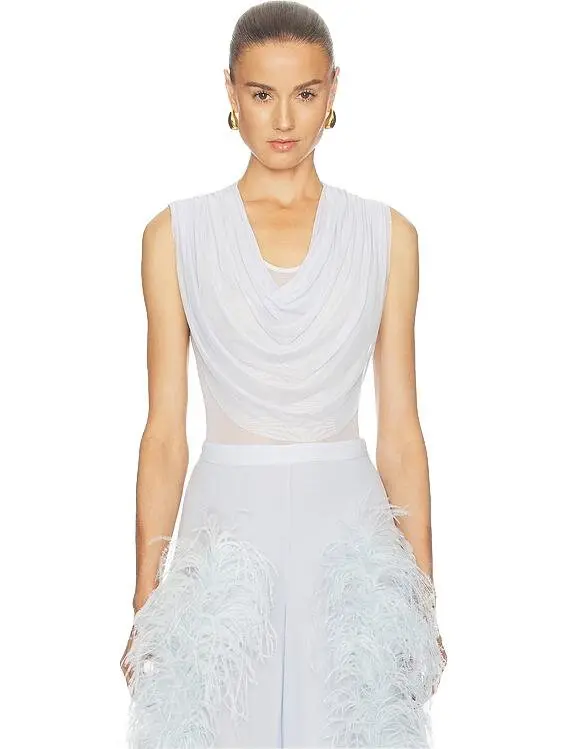 Lapointe Mesh Cowl Neck Bodysuit - Cloud