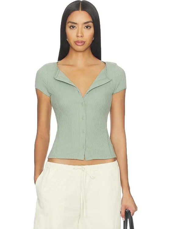 Free People Most Wanted Ribbed Jersey Cardigan - Frozen Dew