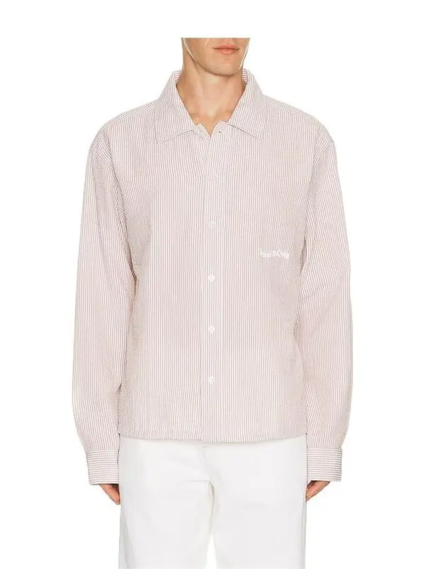 MUSEUM OF PEACE & QUIET Wordmark Button Up - Brown