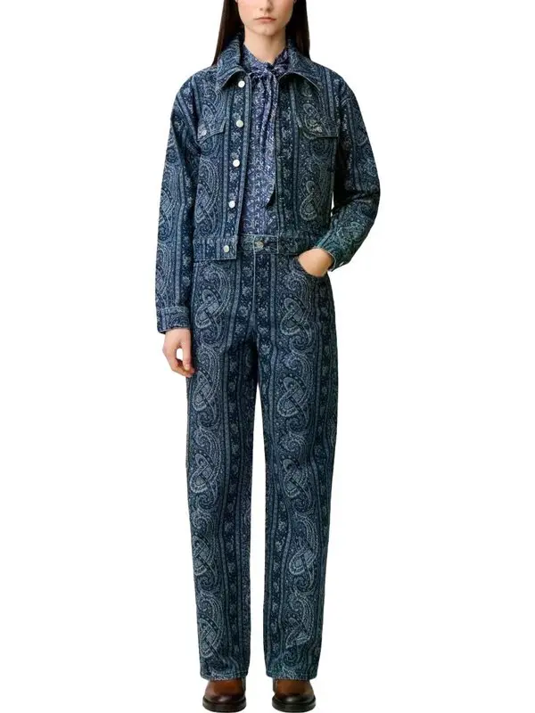 Claudie Pierlot Printed Straight Leg Jeans - Blue