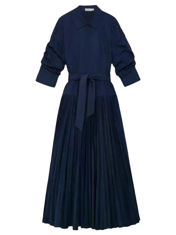 Simkhai Arlo Belted Pleated Dress - Blue