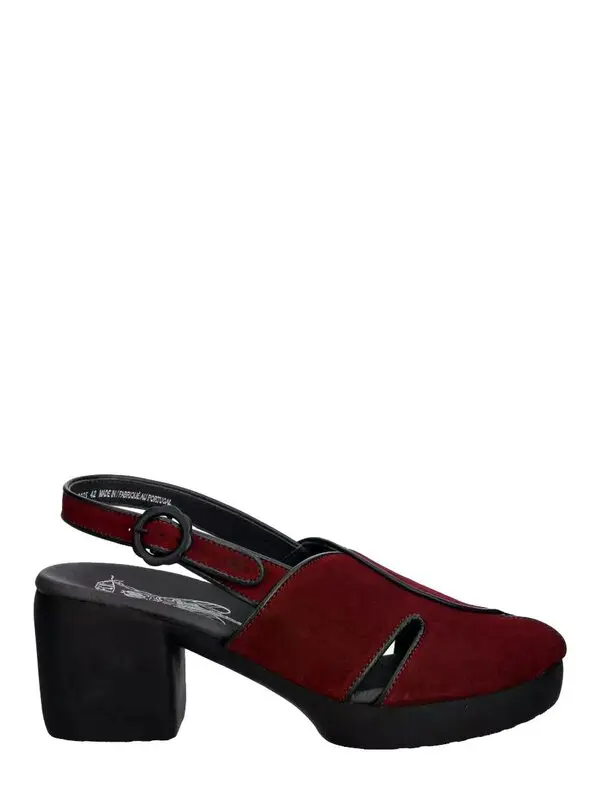 Fly London Burgundy Suede Slingback Pumps - Red