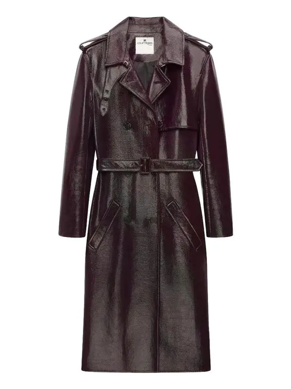 COURREGES Vinyl Double-breasted Trench Coat - Red